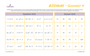 Connect 4 - BIDMAS worksheet
